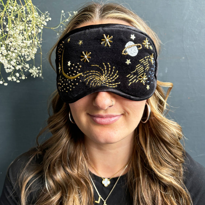 After Dark Embroidered Sleep Mask – Mookau
